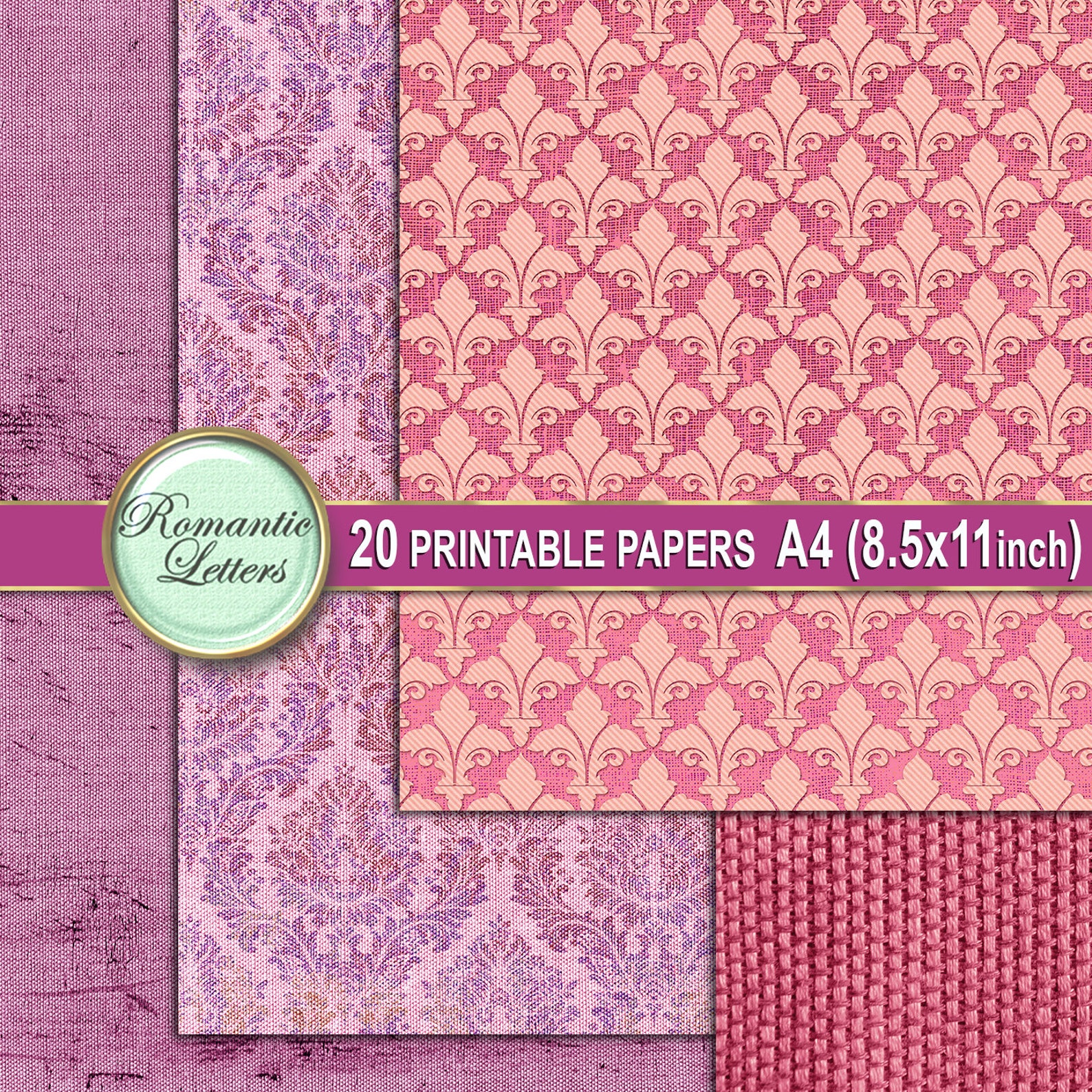 Digital Printable Linen Texture Digital Scrapbook Paper Pack | Etsy