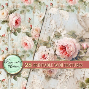Shabby Chic Digital Scrapbooking Paper Pack Pink Floral Digital ...