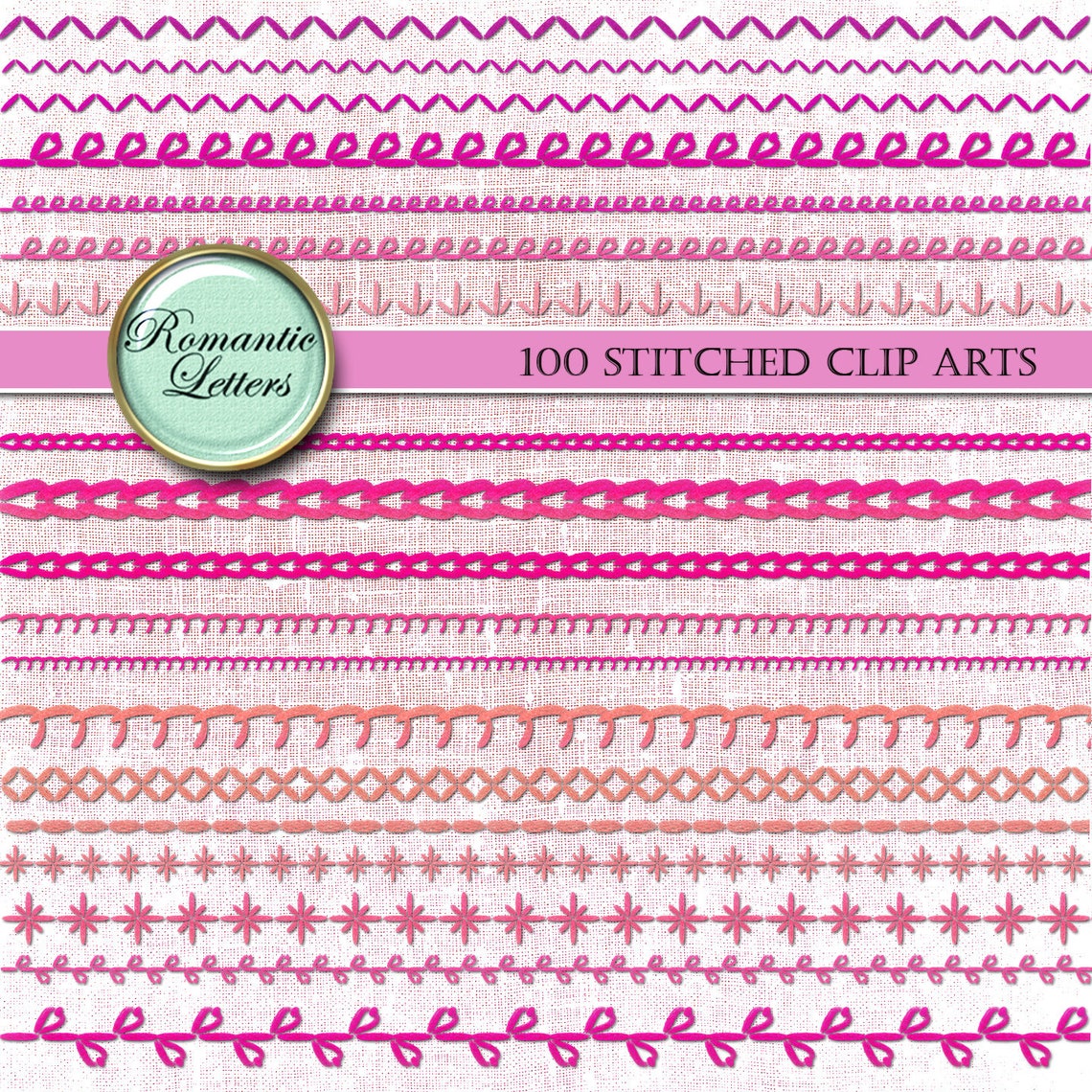 Stitches Clip Art Digital Clip Art Digital Scrapbook Borders - Etsy