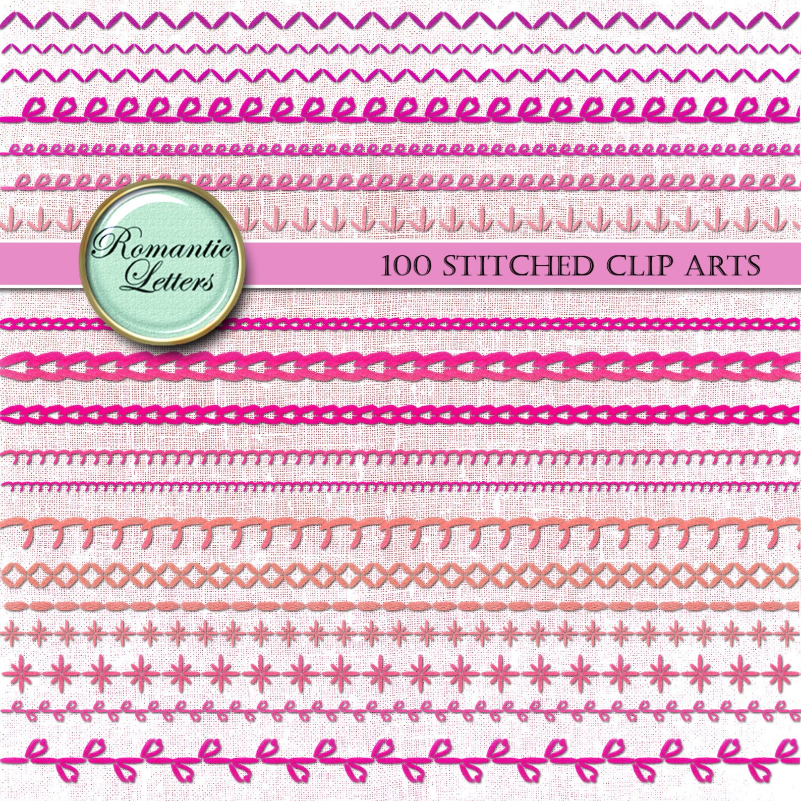 Stitches Clip Art Digital Clip Art Digital Scrapbook Borders | Etsy