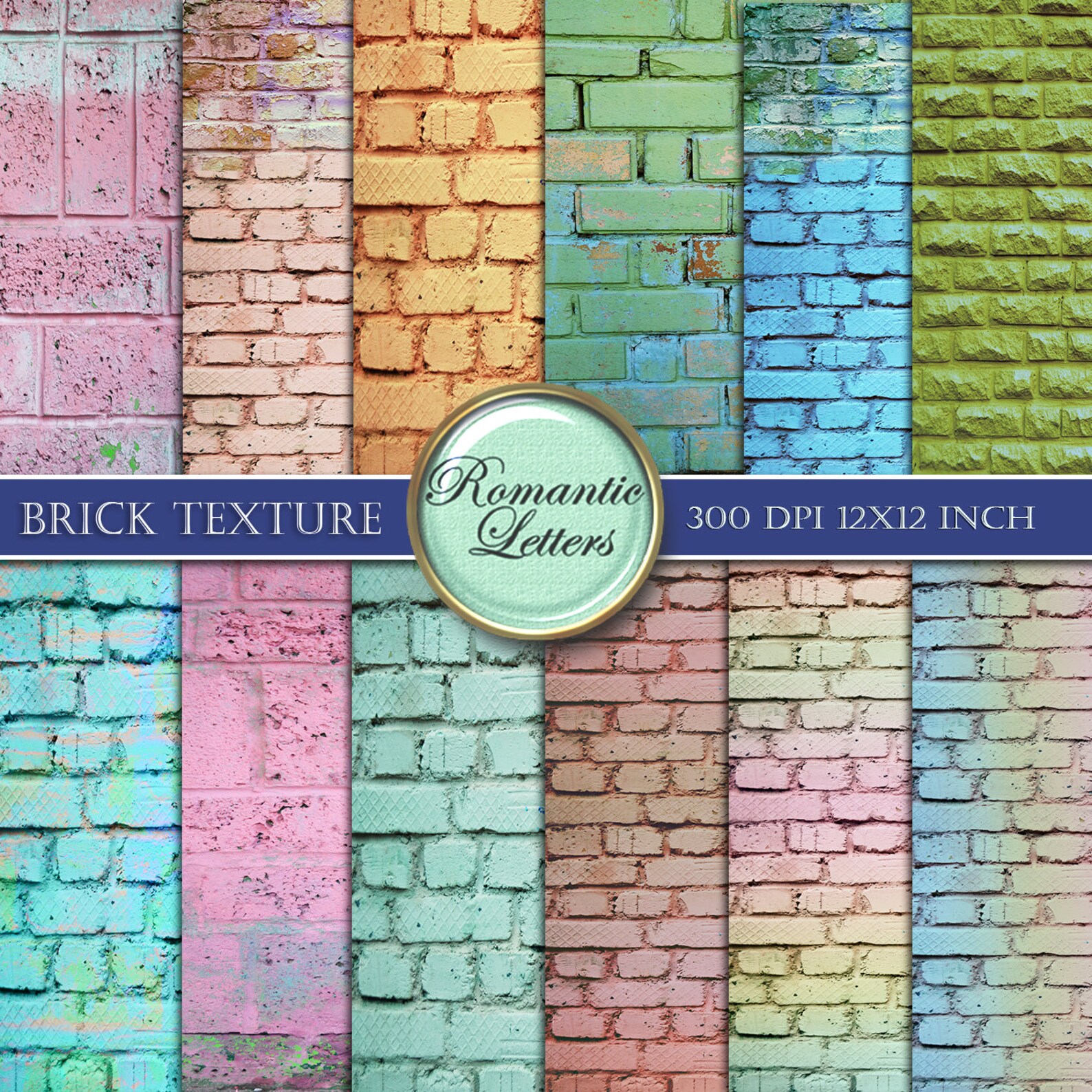 Brick Wall Textures Digital Paper Pack Scrapbook Painted Brick ...