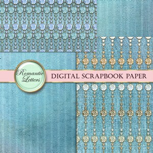 Teal Digital Paper Pack Printable Digital Scrapbook Album Paper Linen ...