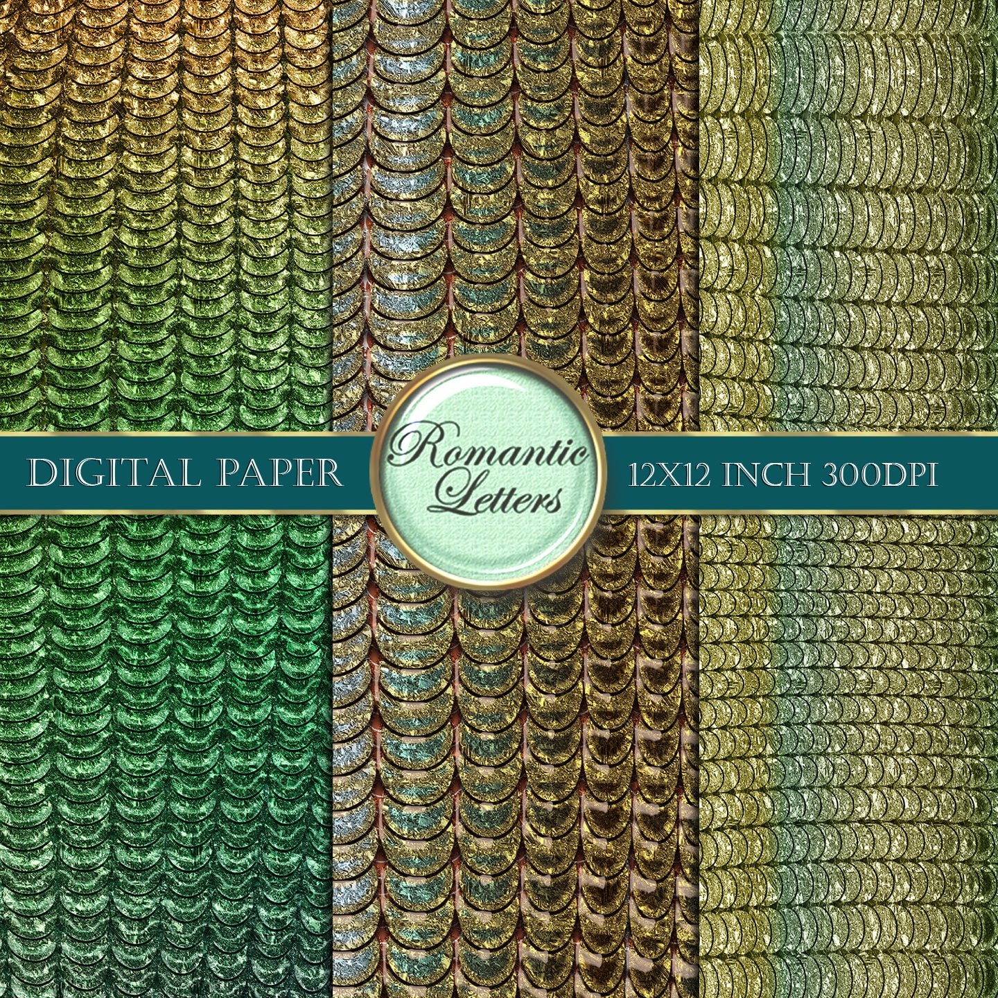 Mermaid Scales Digital Scrapbook Paper Fish Scales Texture Background ...