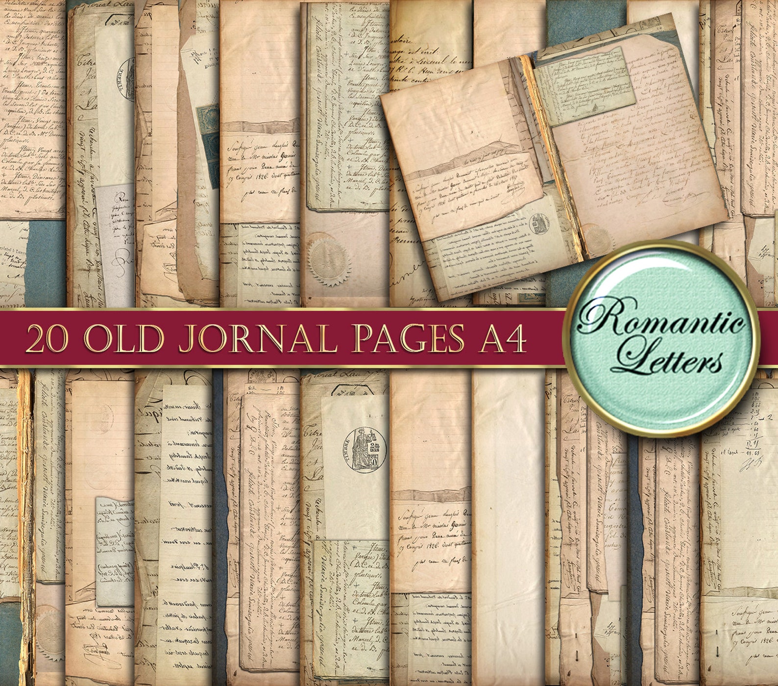 Printable Journal Pages Printable Old Book Paper Craft A4 8.5x11 ...