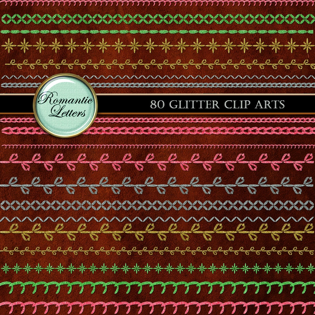 Digital Borders Golden Stitched Clip Art Gold Glitter Borders Stitches ...