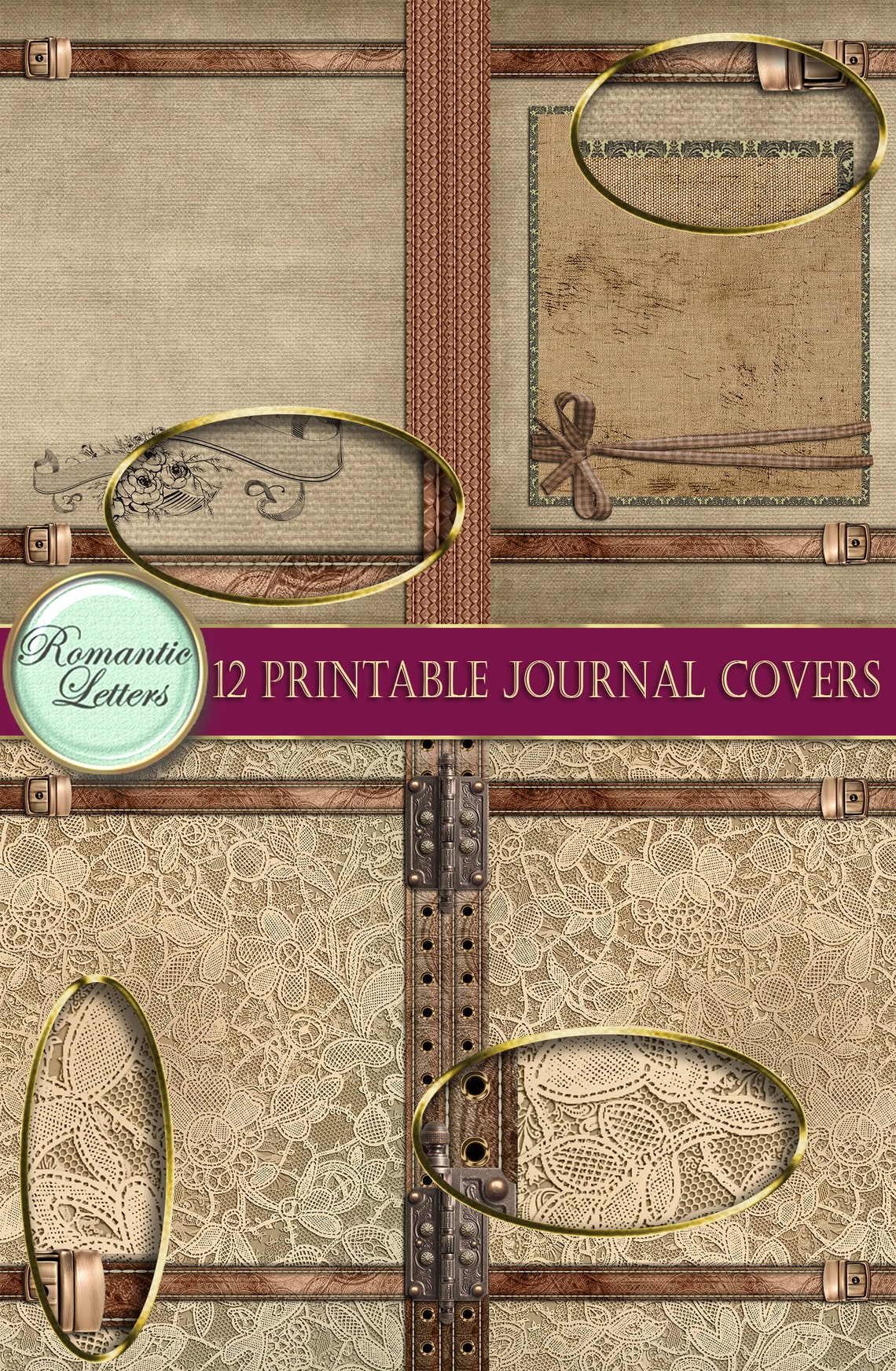 Printable Junk journal covers kit digital scrapbook cover | Etsy