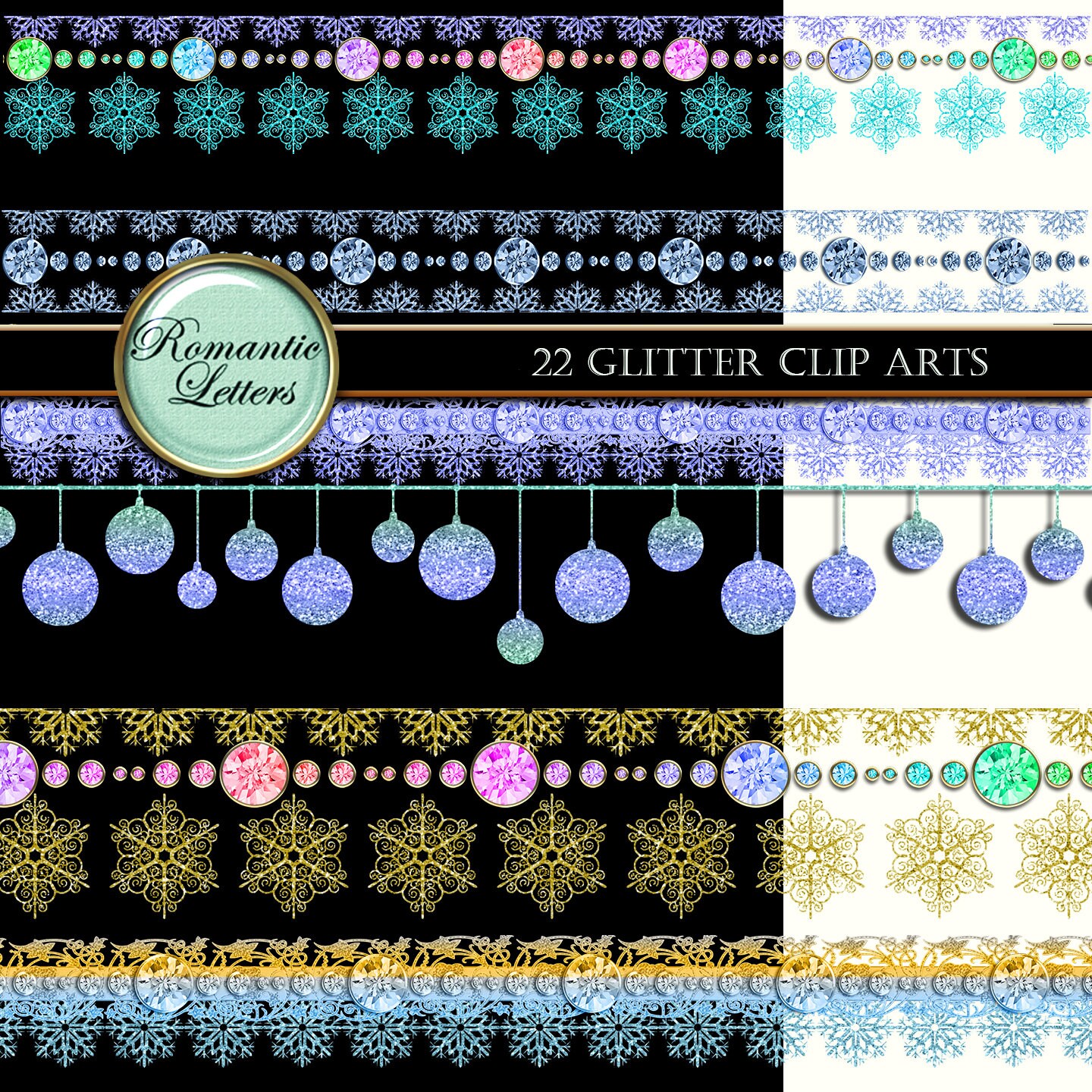 Christmas Clip Art Gold Glitter Clip Art Christmas Digital | Etsy