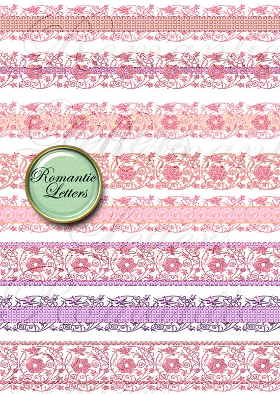 Digital Scrapbook Borders Lace Pink Digital Lace Clip Art | Etsy