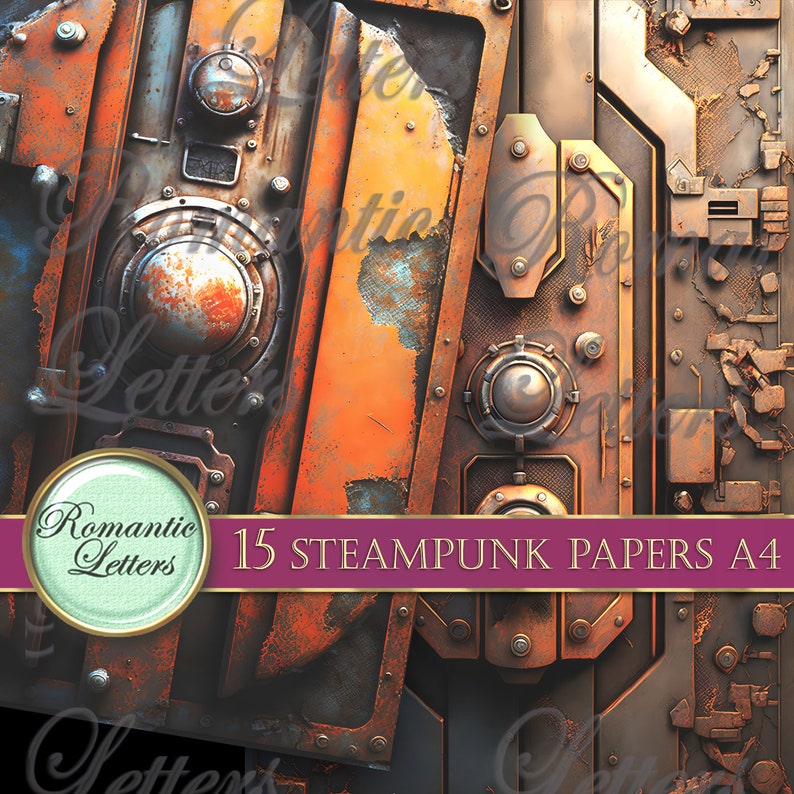Steampunk Printable Paper Pack Digital Scrapbook Printable Journal ...