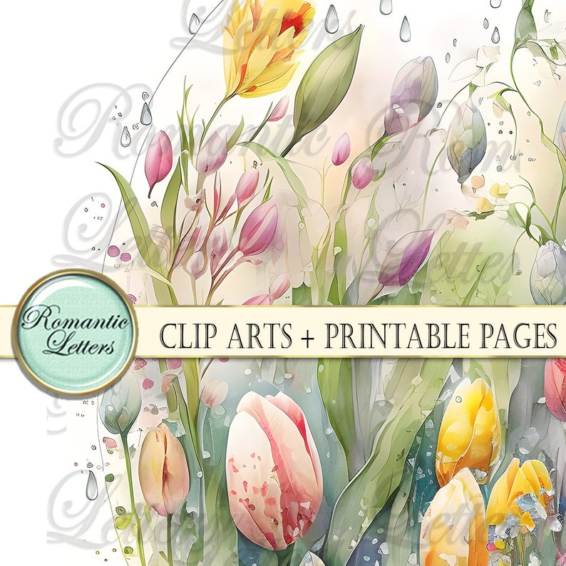 Easter Egg Flowers Digital Clip Art Set Floral Scrapbook Pages Easter ...