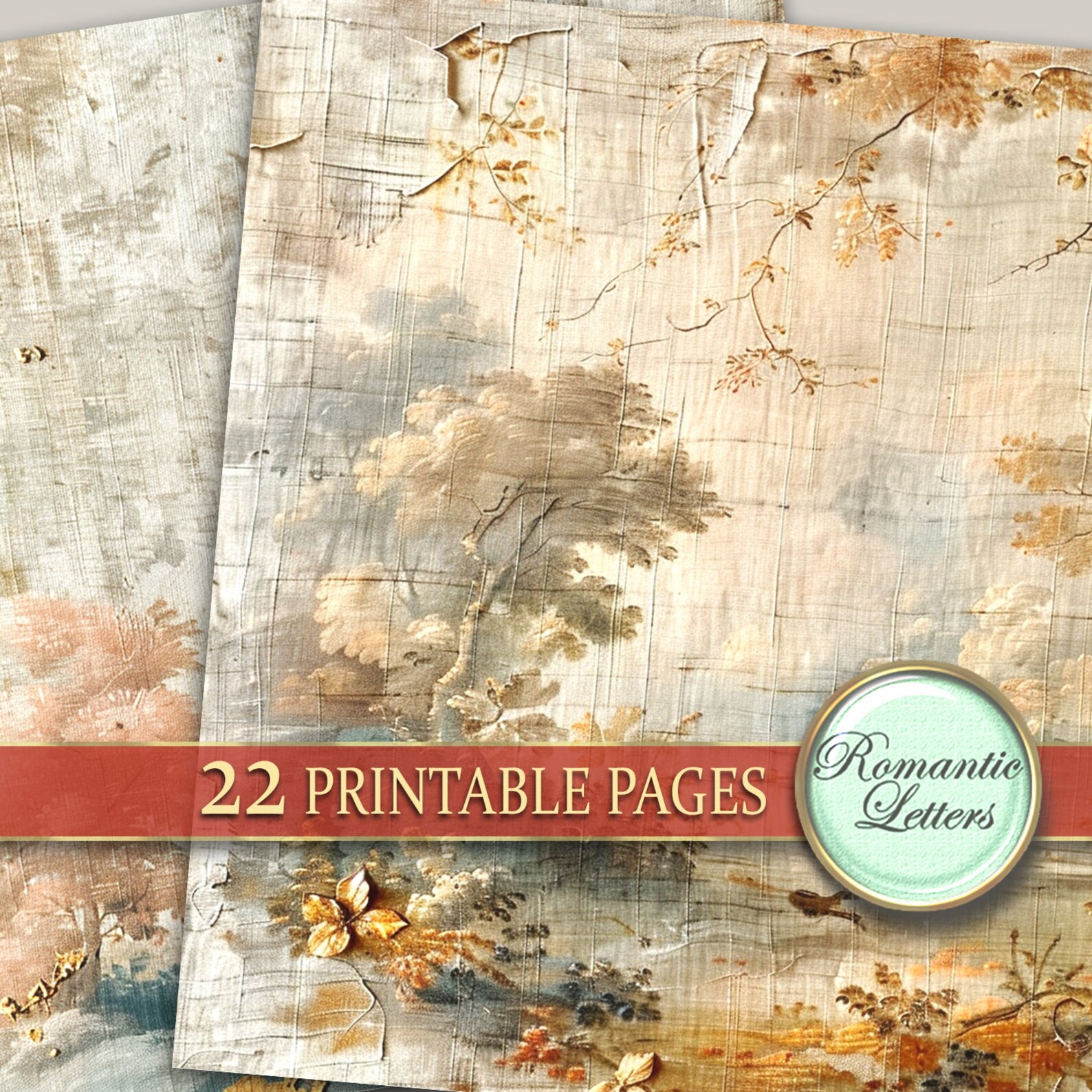 Printable Scrapbook Paper Pack: Painted Canvas , Shabby Chic Autumn ...