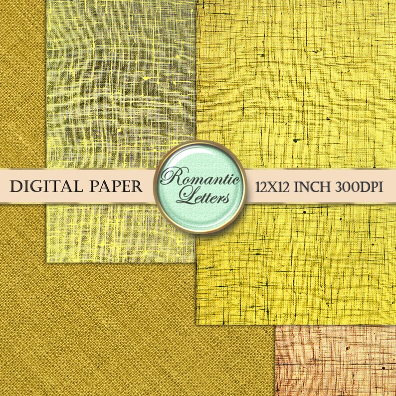 Linen Burlap Digital Paper Pack Digital Paper Yellow Digital - Etsy