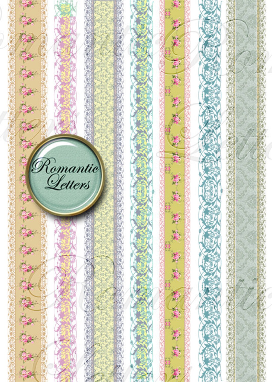 Shabby Chic Lace Borders Clipart, Floral Scrapbook Embellishments ...