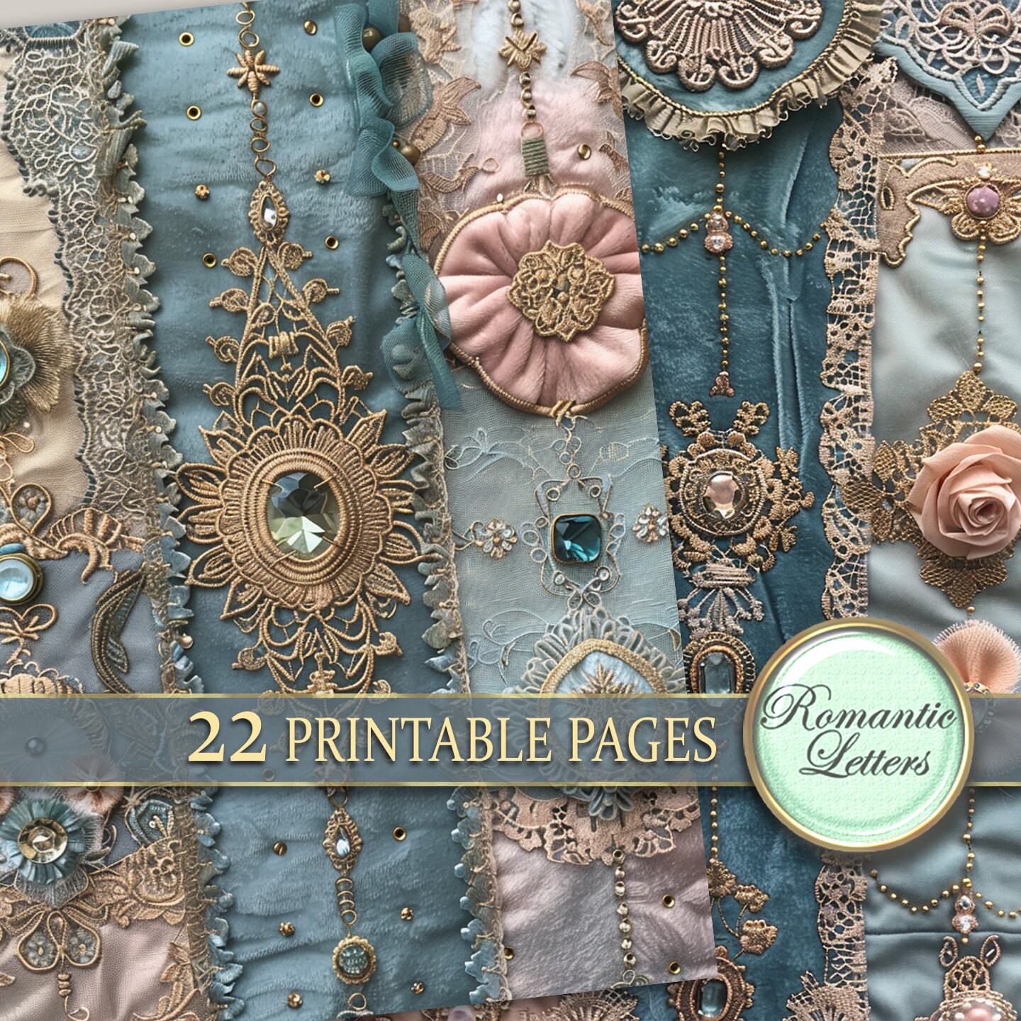 Digital Printable Scrapbook Paper Pack Shabby Chic Album Luxury ...