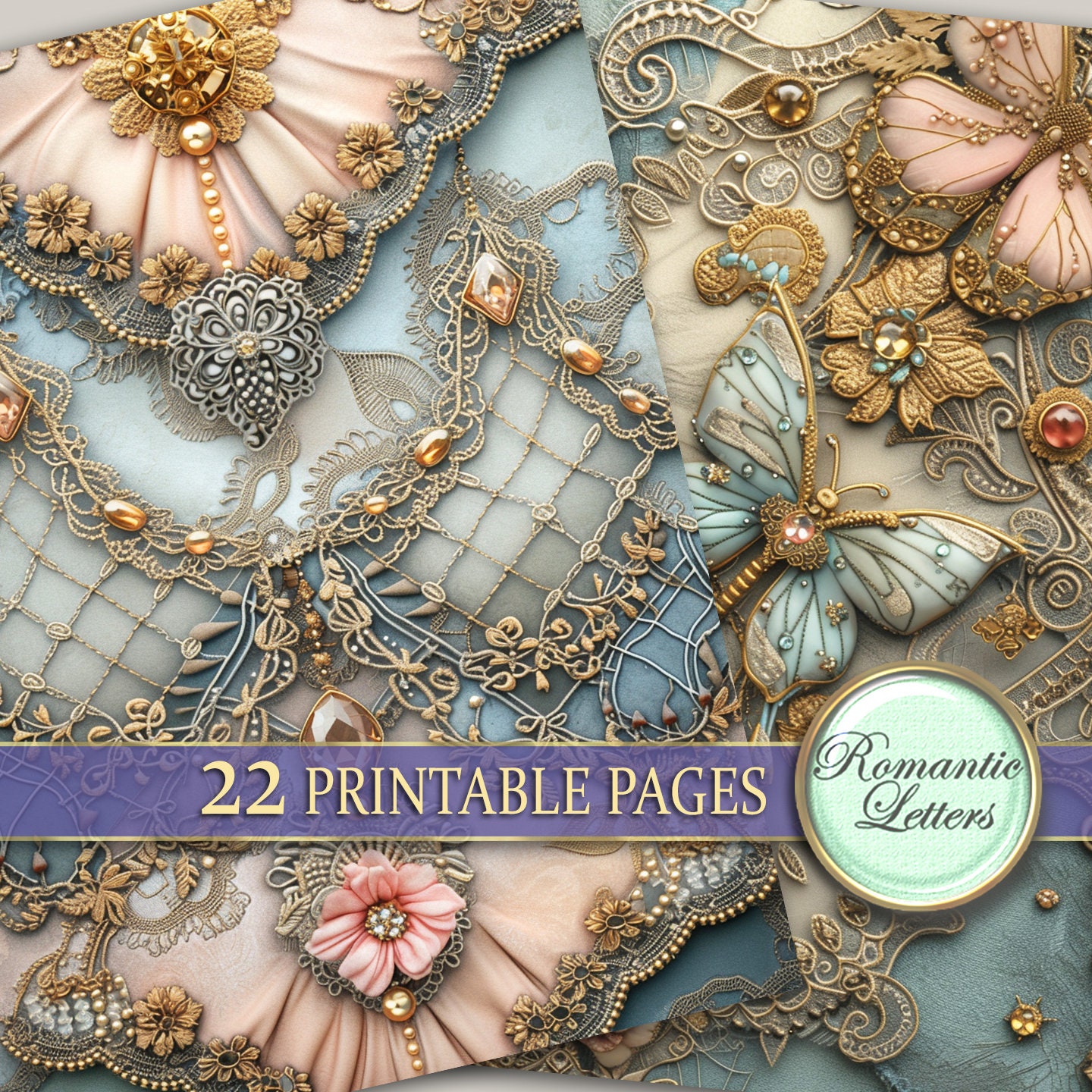 Digital Printable Scrapbook Paper Pack Shabby Chic Patchwork Fabric ...