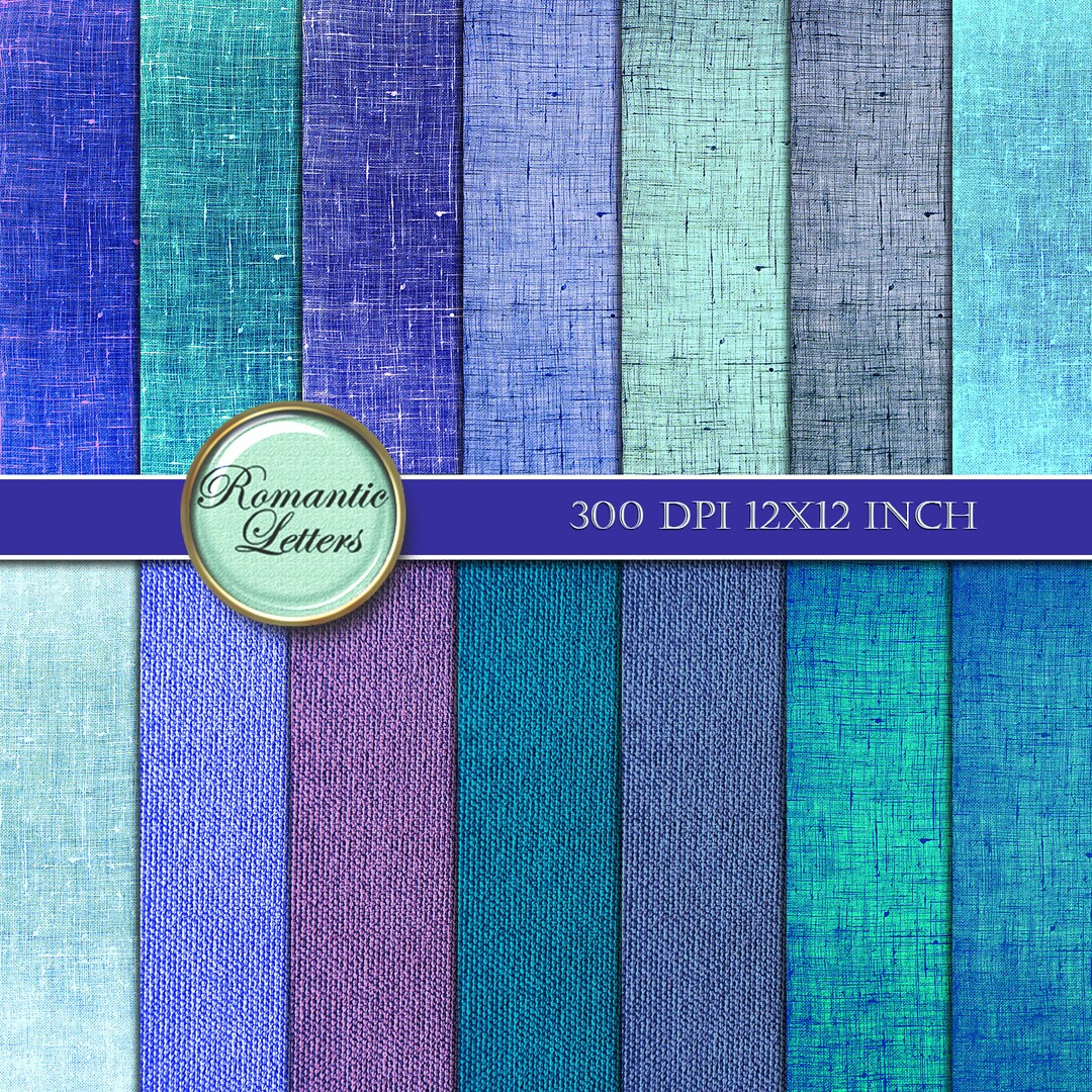 Digital Paper Pack Blue Linen Texture Digital Scrapbooking Paper ...