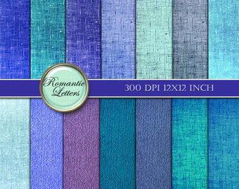 Digital Paper Set Linen blue Shades Digital - Etsy