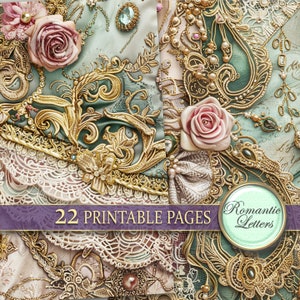 Digital Printable Scrapbook Paper Pack Junk Journal Pages Shabby Chic ...