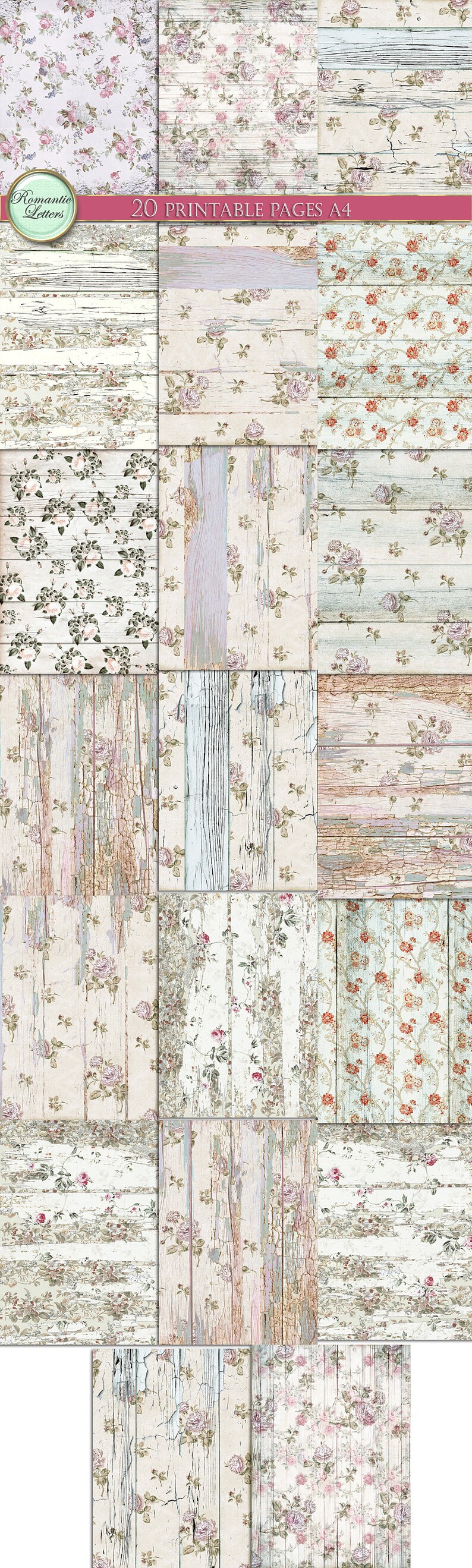 Digital Background Paper Shabby Chic Wedding Scrapbook Digital - Etsy