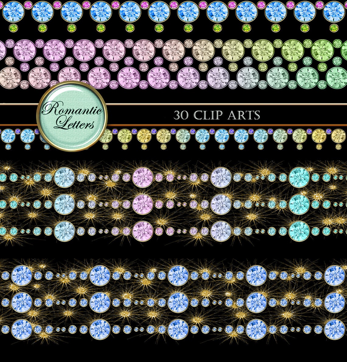 Diamond Gold Frame Clip Art Digital Scrapbook Borders Digital - Etsy
