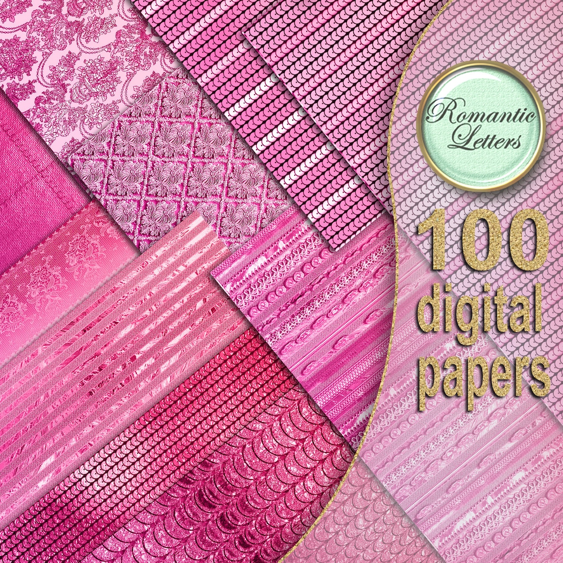 100 Digital Papers Printable Texture Digital Scrapbooking - Etsy
