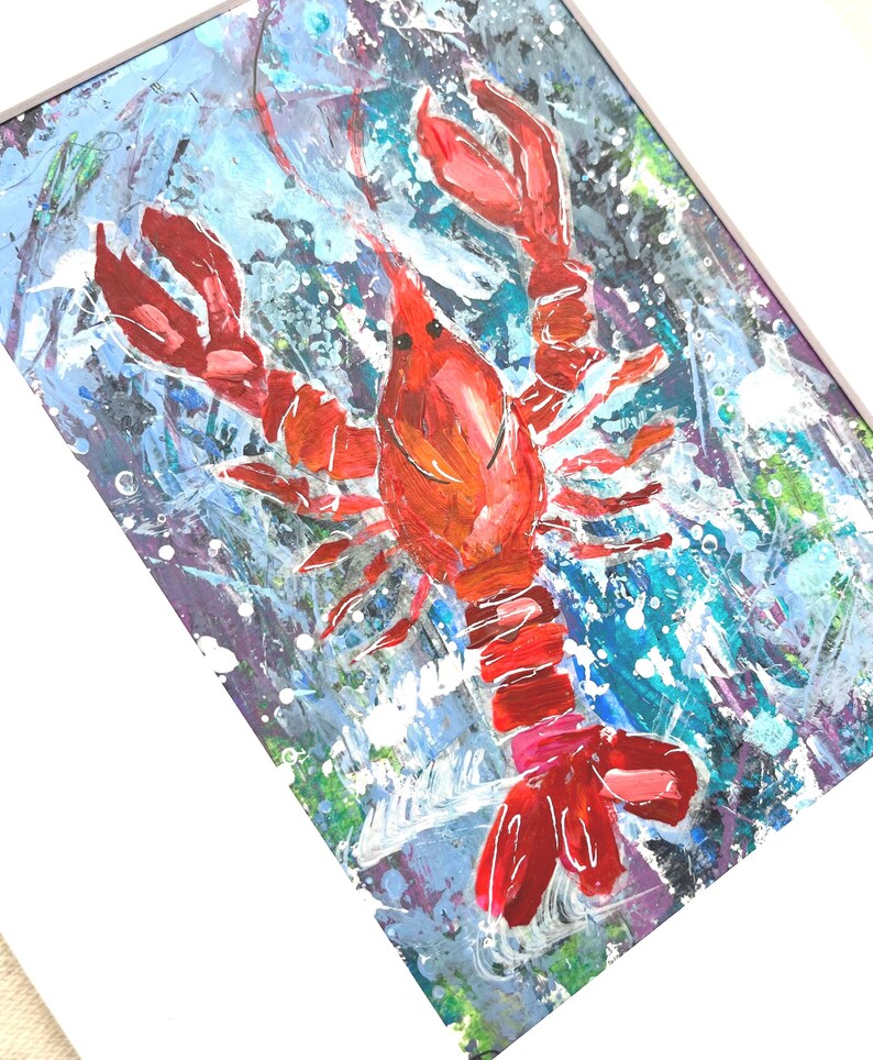 Crawfish Original Painting/acrylic Mixed Media /louisiana Decor ...