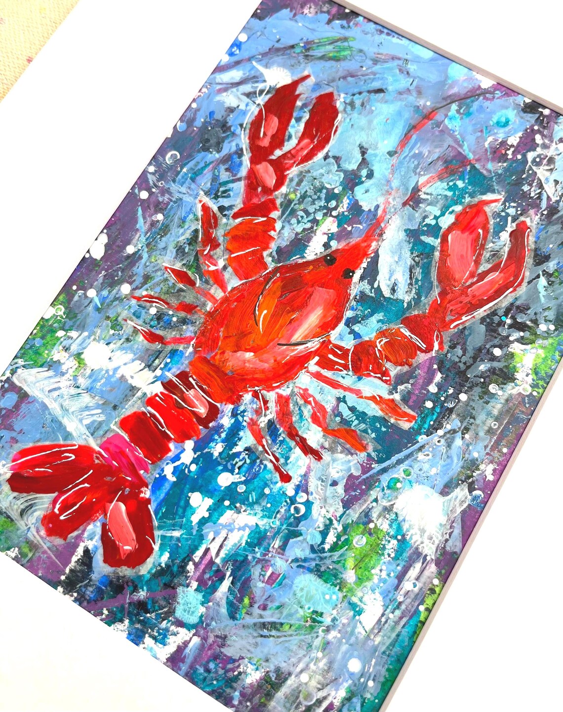 Crawfish Original Painting/acrylic Mixed Media /louisiana Decor ...