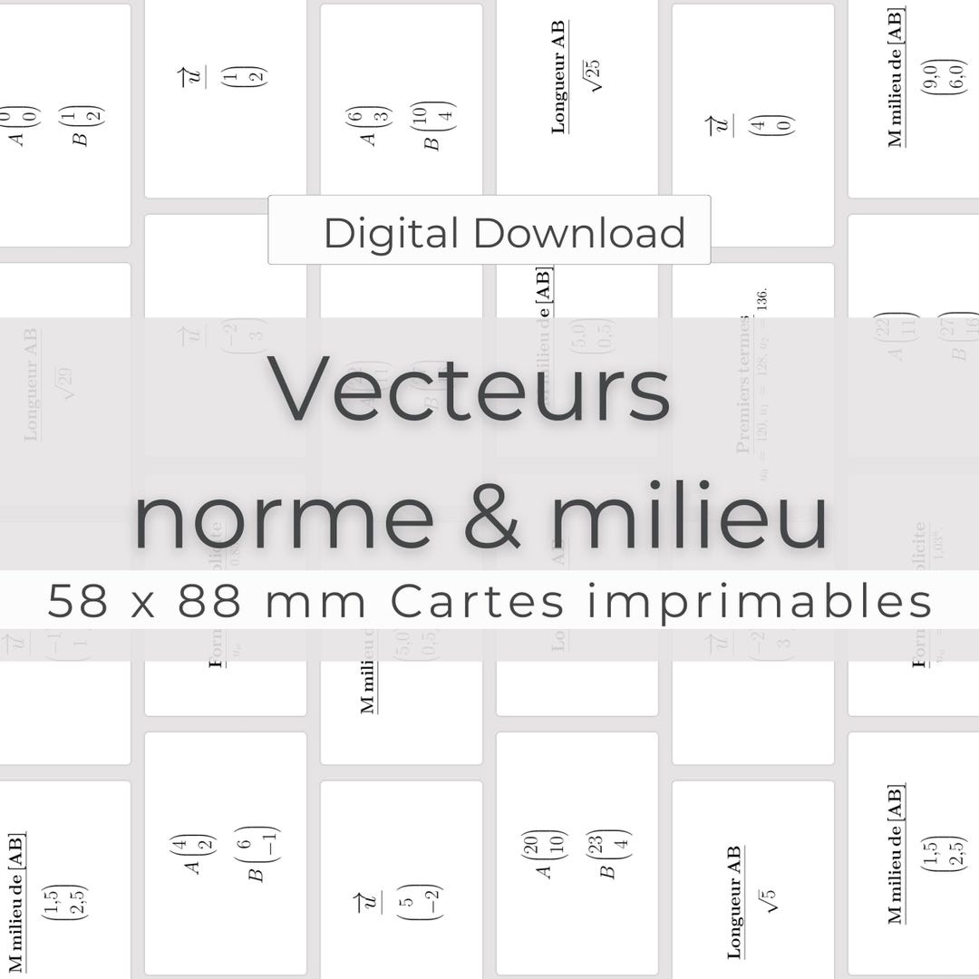 Printable Card Game, Vector, Norm, Midpoint | High School Math Activity ...