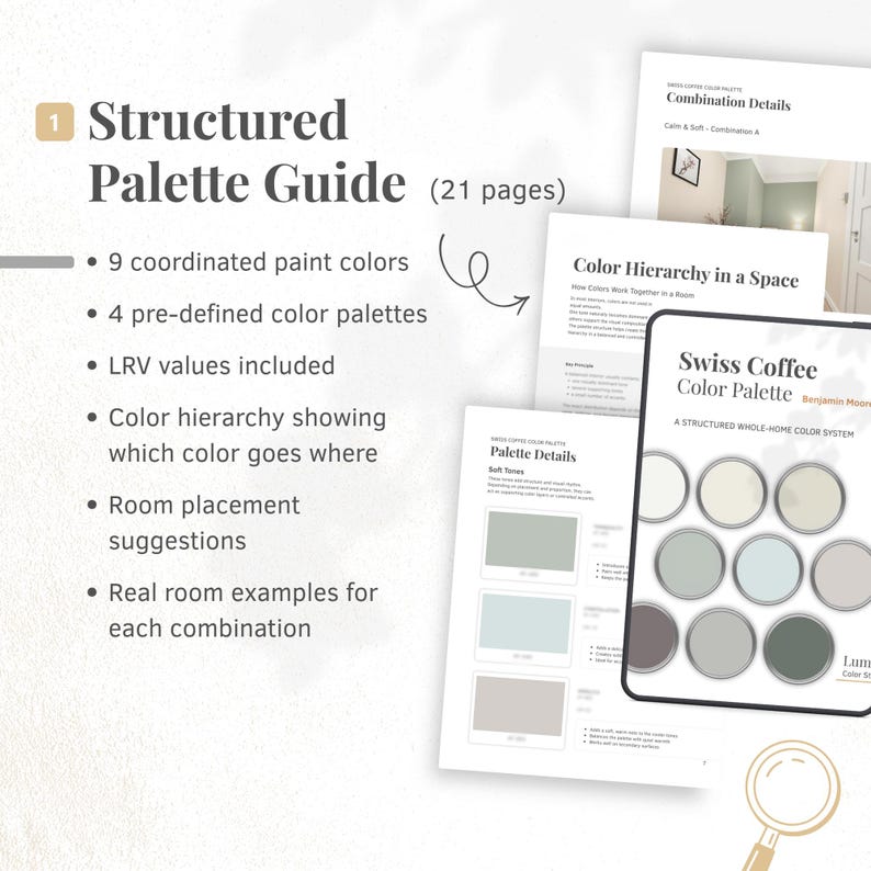 Benjamin Moore Swiss Coffee Paint Palette | Warm White Interior Colors ...