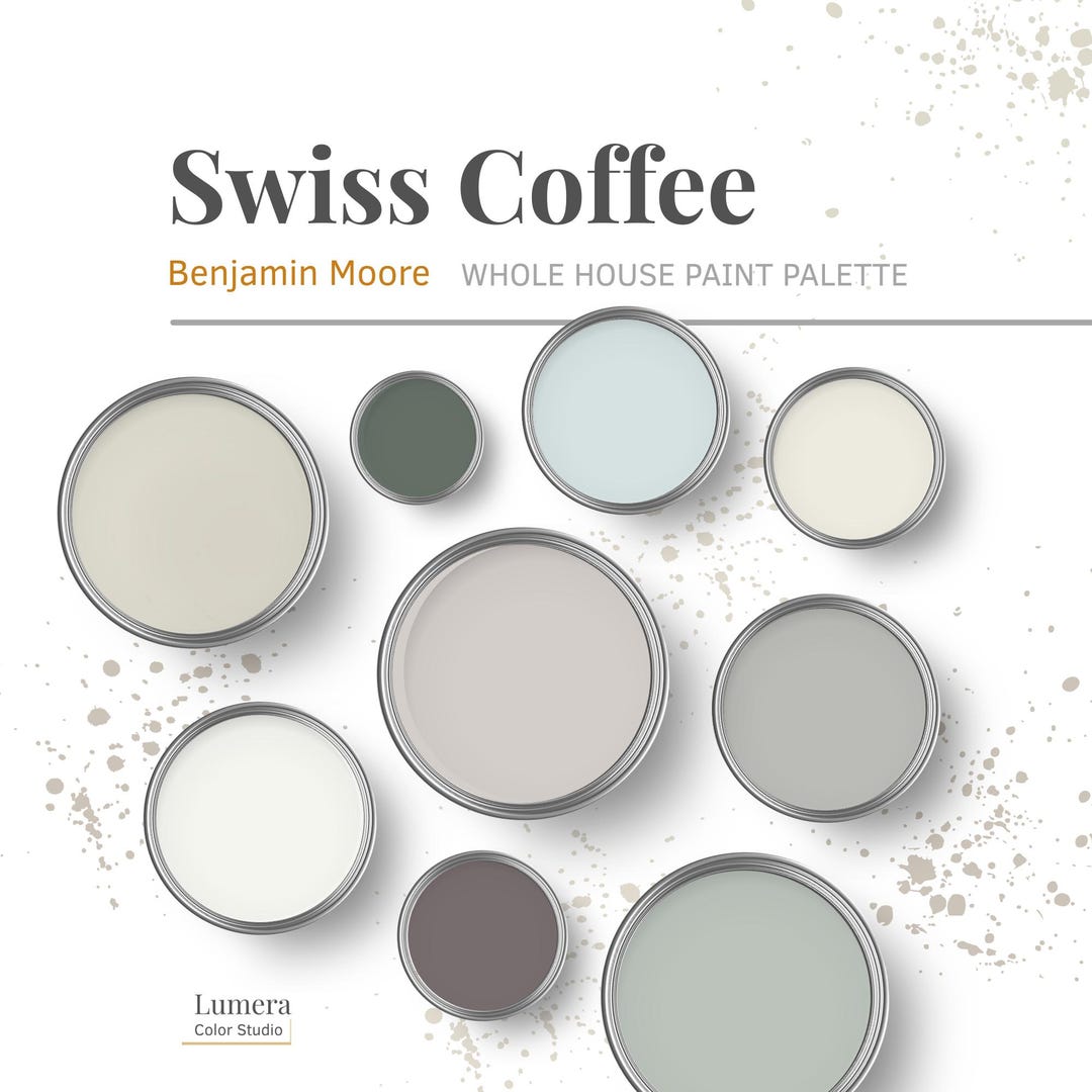 Benjamin Moore Swiss Coffee Paint Palette | Warm White Interior Colors ...
