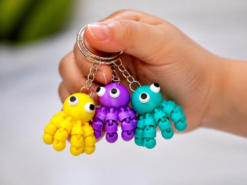 3D Gedruckter Oktopus Schlüsselanhänger | Flexi Fidget Spielzeug ...