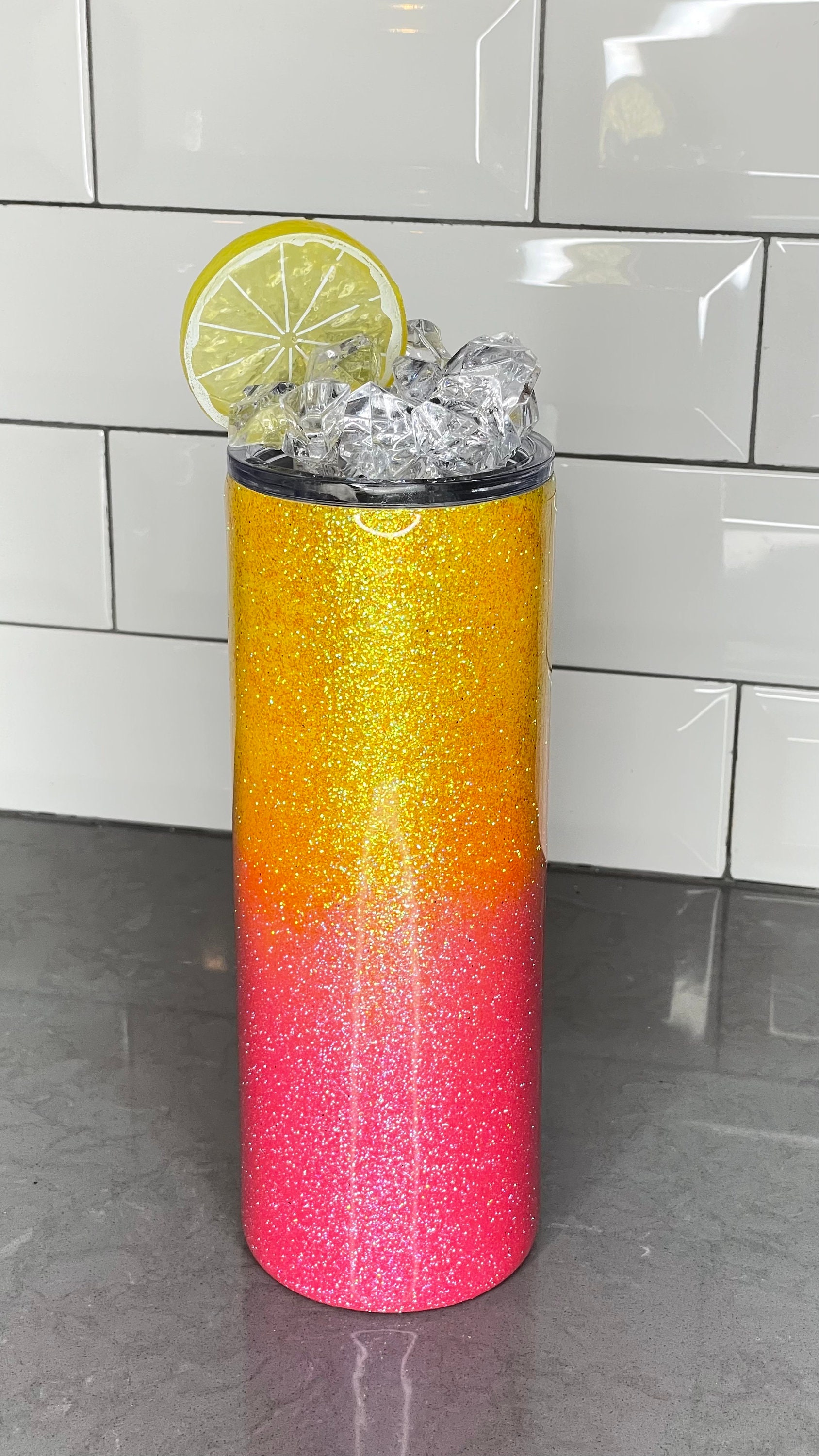 Custom Lemonade Design Tumbler. 24 Oz Plump Stainless Steel Double ...