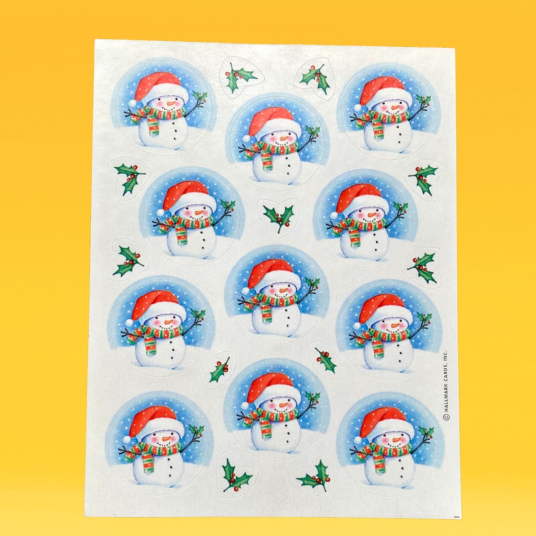 Vintage Hallmark Snowmen Sticker Sheet - Etsy