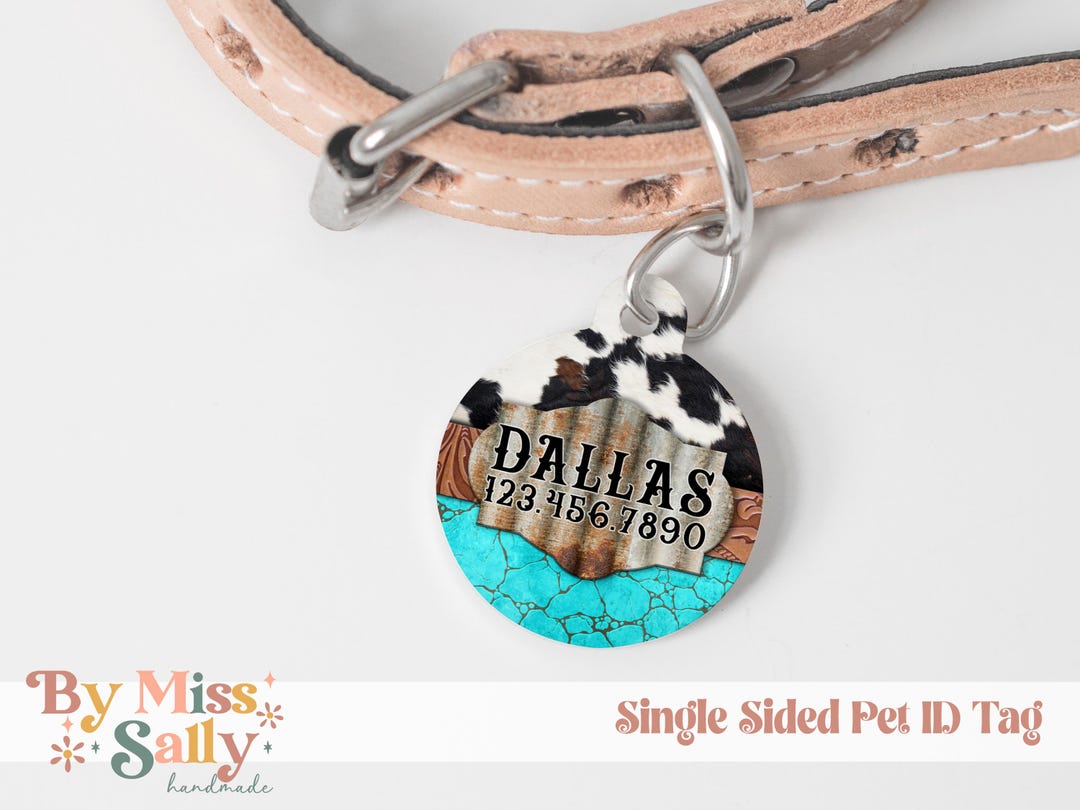 Custom Dog Tag, Western Dog Tag, Cow Hide Pet ID Tag, Personalized Pet ...