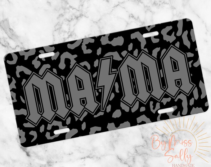 Mama Black Leopard License Plate, Custom Car Tag for Women, Car ...