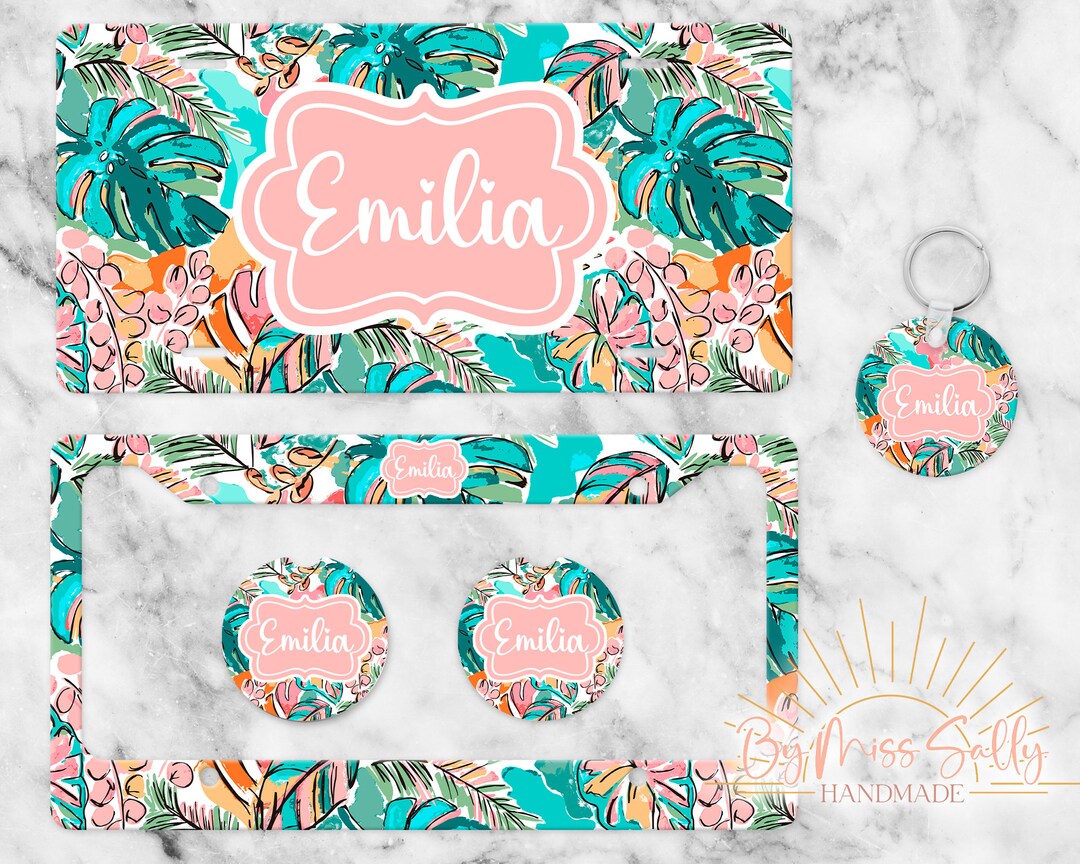 Tropical Preppy Personalized License Plate, Custom Car Tag for Women ...