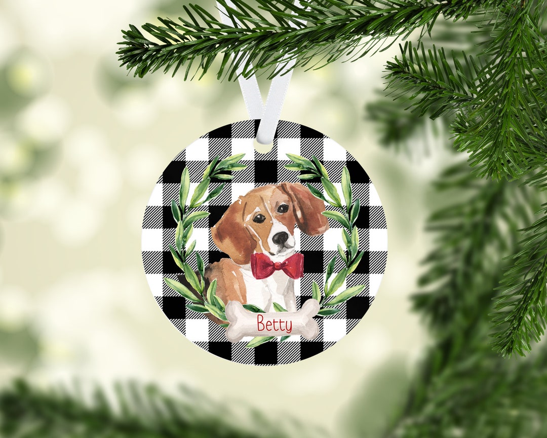 Beagle Ornament, Personalized Beagle Dog Ornament, Dog Breed Ornament ...