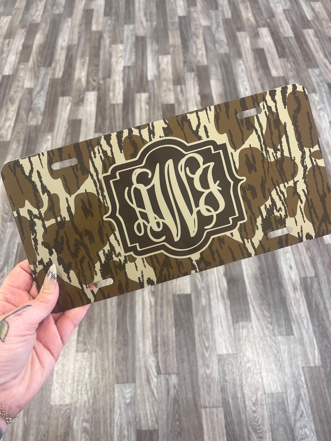 Camo Monogram License Plate, Trendy Name Car Tag, Front Car Tag, Custom ...