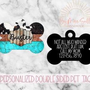 Custom Dog Tag, Western Dog Tag, Cow Hide Pet ID Tag, Personalized Pet ...