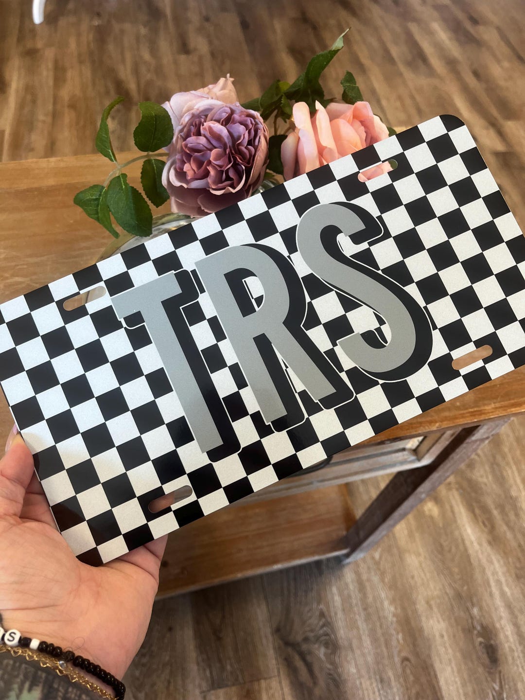 Checkered Personalized Car Tag: Custom Initial License Plate - Etsy