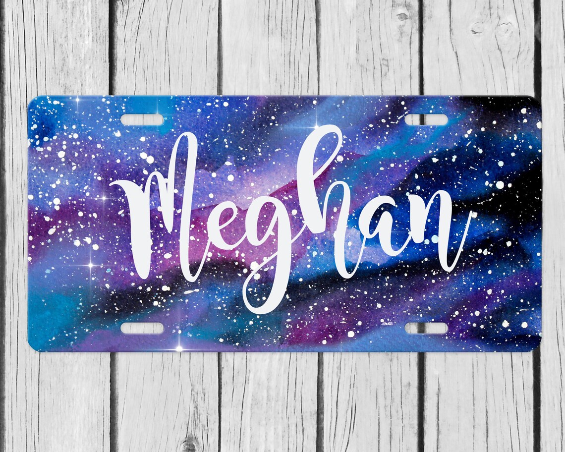 Galaxy Personalized License Plate Blue Name Car Tag Custom | Etsy
