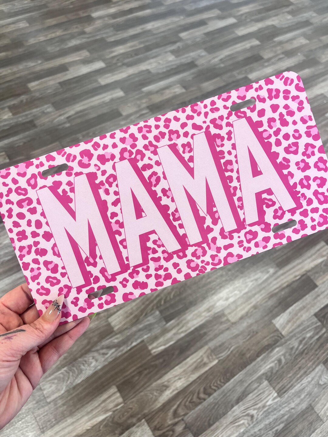 Mama Pink Leopard License Plate, Custom Car Tag for Women, Car Coasters ...