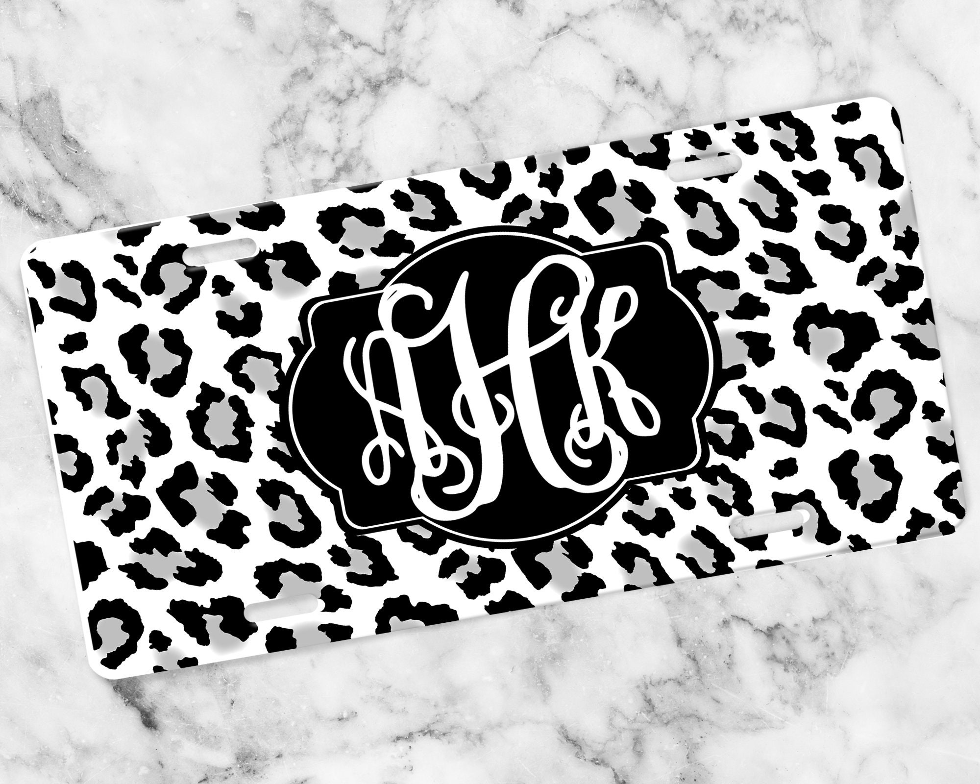 Leopard Personalized License Plate White Leopard Name Car | Etsy