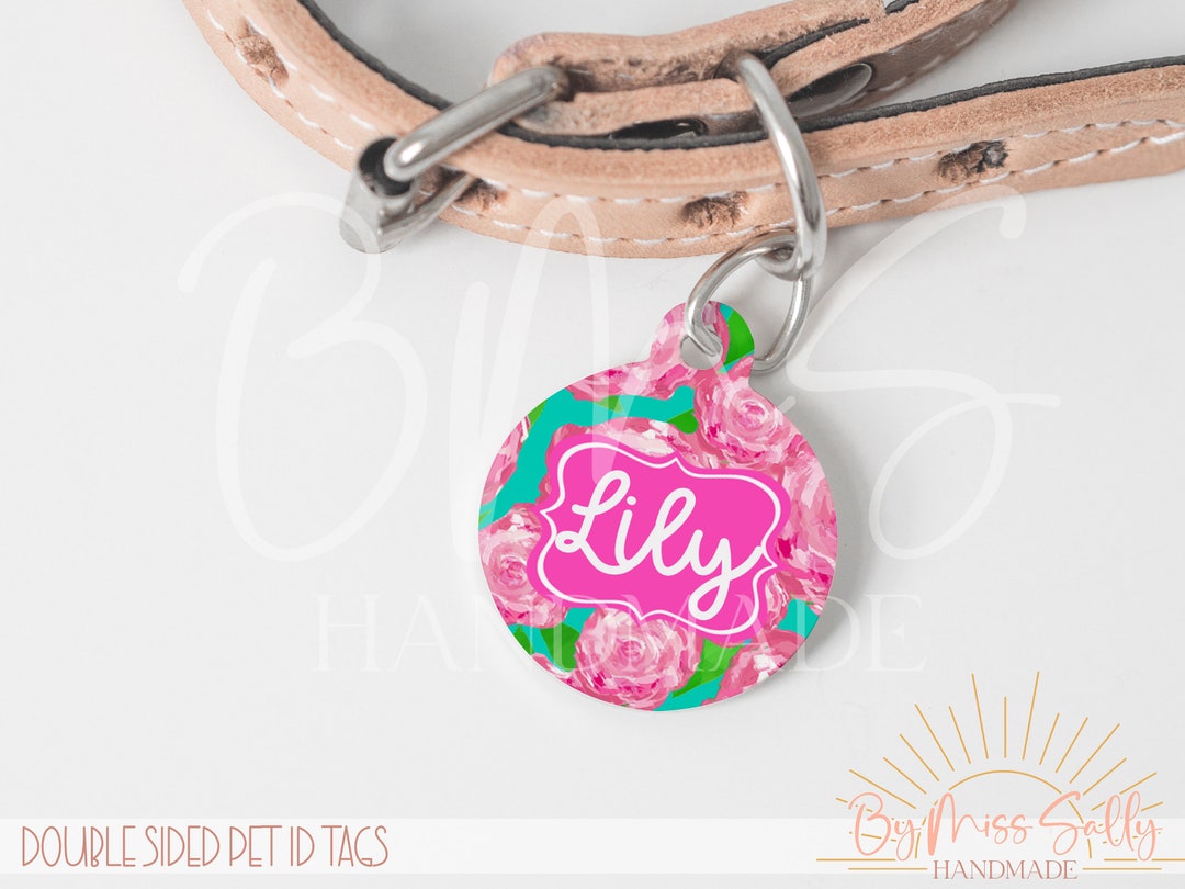 Preppy Pet ID Tag, Cat ID Tag, Dog Collar Tag, Personalized Pet Name ...