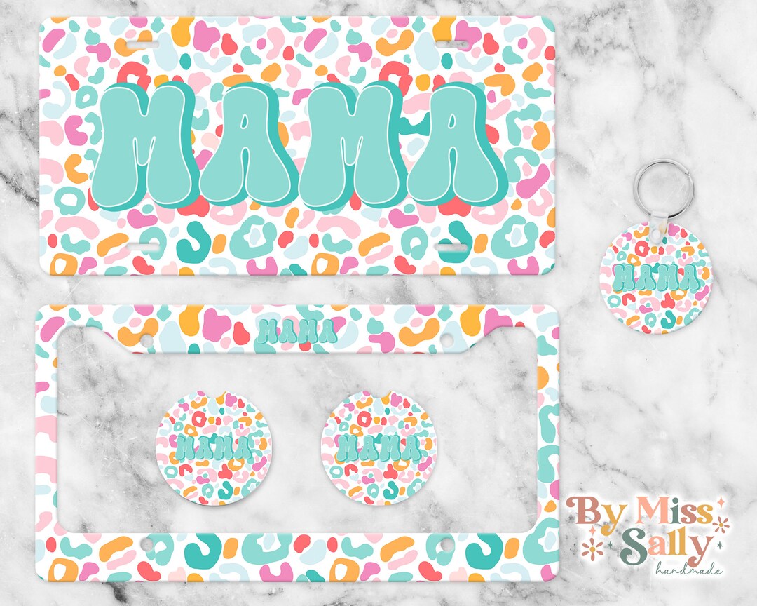 Mama Rainbow Leopard License Plate, Custom Car Tag for Women, Car ...