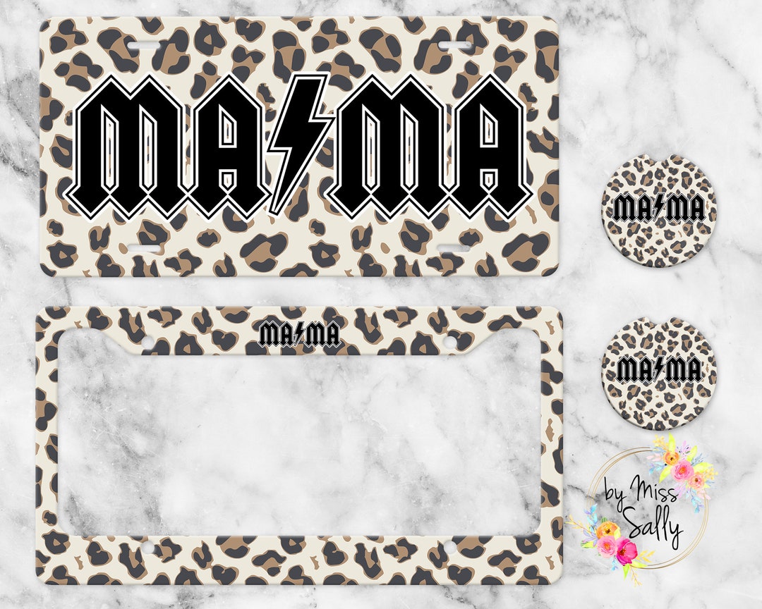 Mama Leopard License Plate, Custom Car Tag for Women, Car Coasters ...