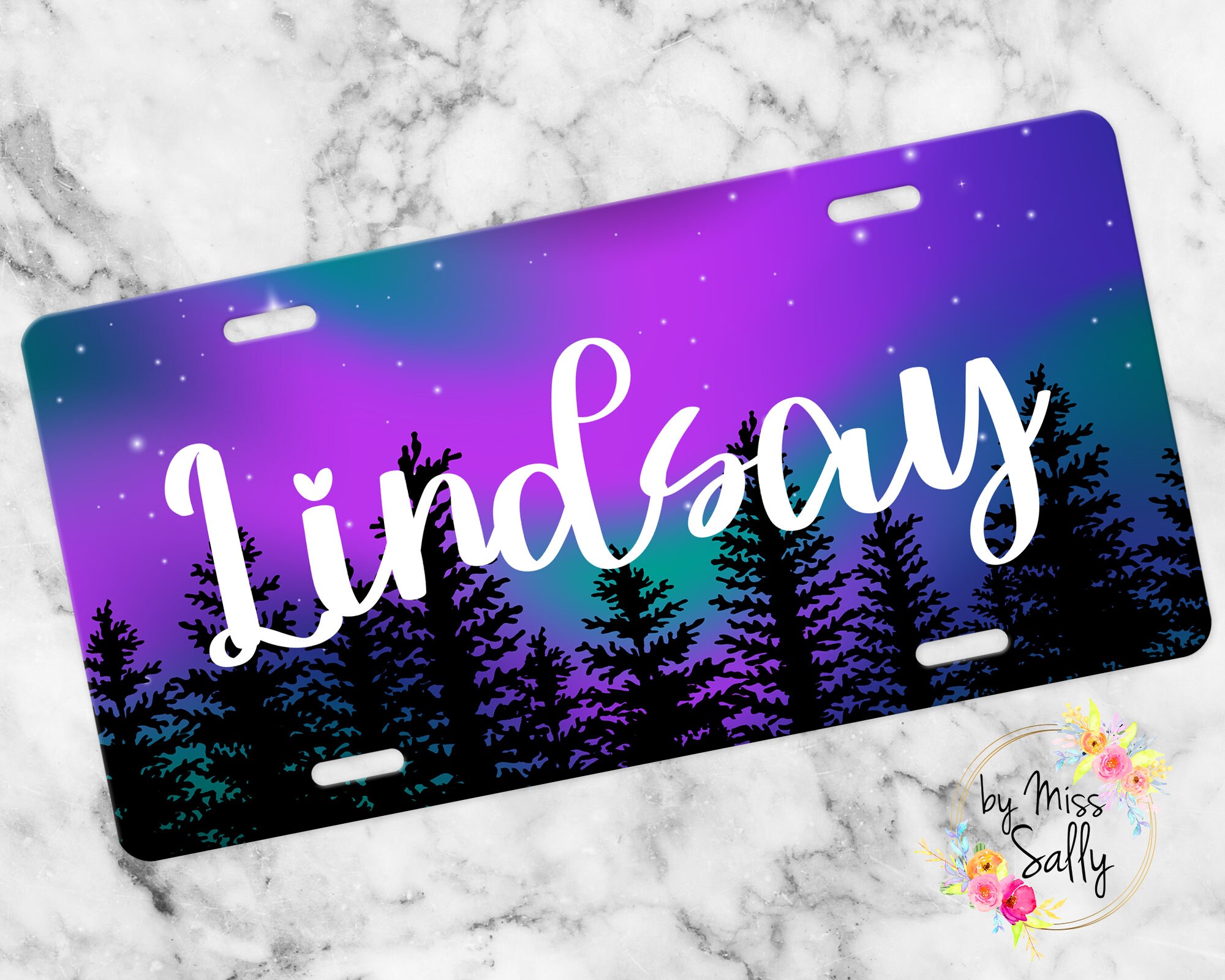Northern Lights License Plate Watercolor Car Tag Front Car - Etsy