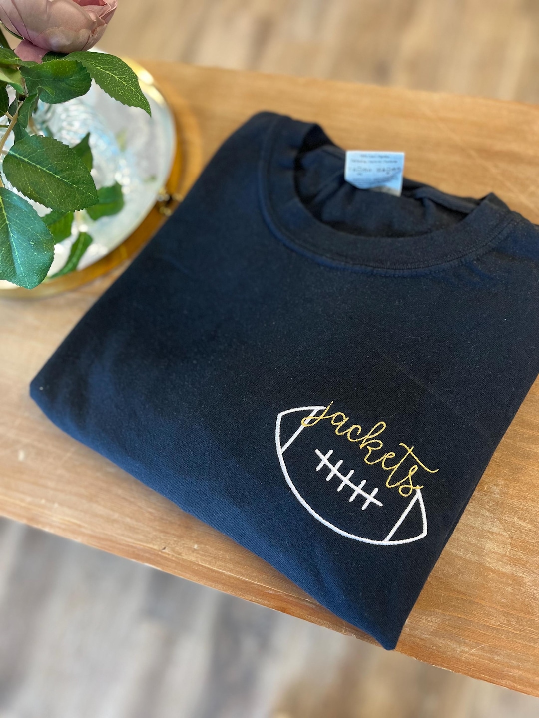 Embroidered Football Team Name Tshirt, Comfort Colors Mascot Tee ...