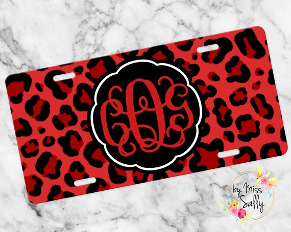 Red Leopard Personalized License Plate Red License Plate - Etsy