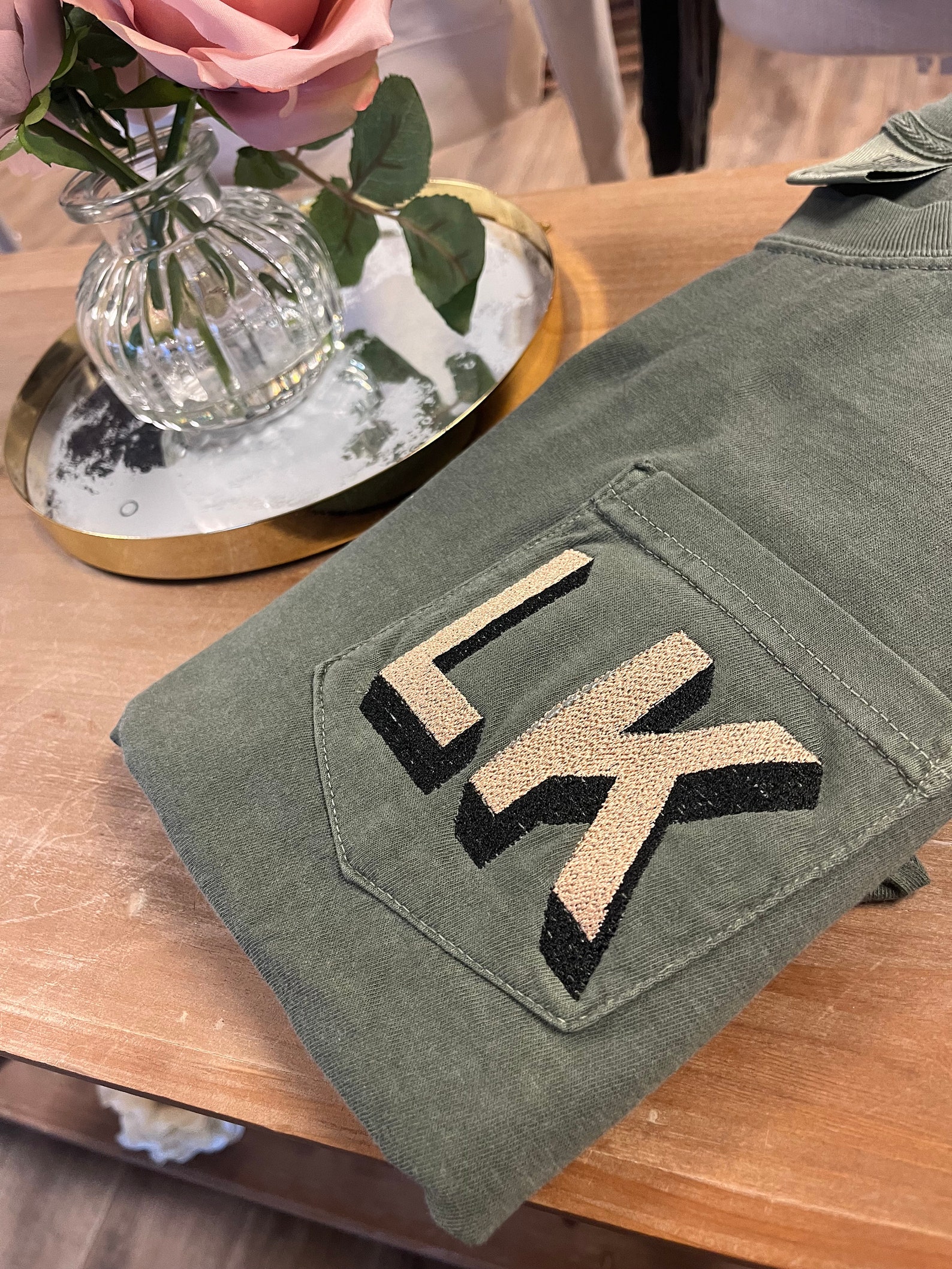 Embroidered Monogram Tee, Monogram Pocket Tshirt, Comfort Colors Pocket ...